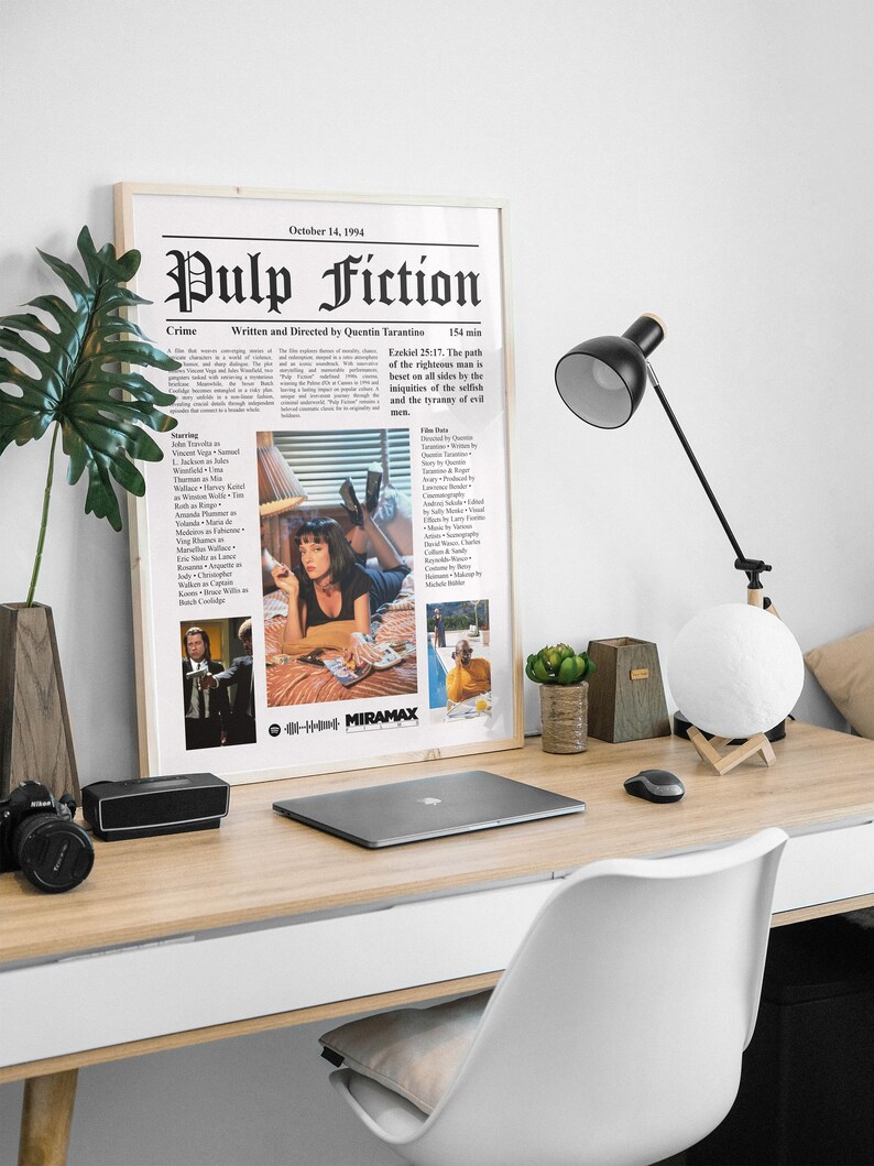 Film Movie Poster Newspaper Style Pulp Fiction, Quentin Tarantino ...