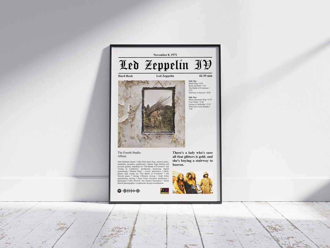 Album Music Poster Newspaper Style Led Zeppelin IV, Led Zeppelin, Frame ...