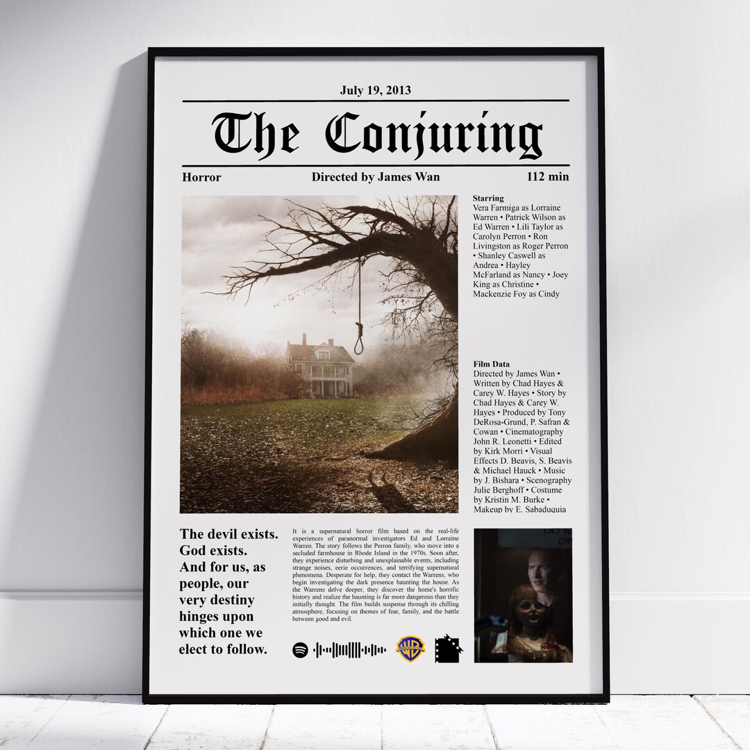 Film Movie Poster Newspaper Style the Conjuring, James Wan, Frame Wall ...