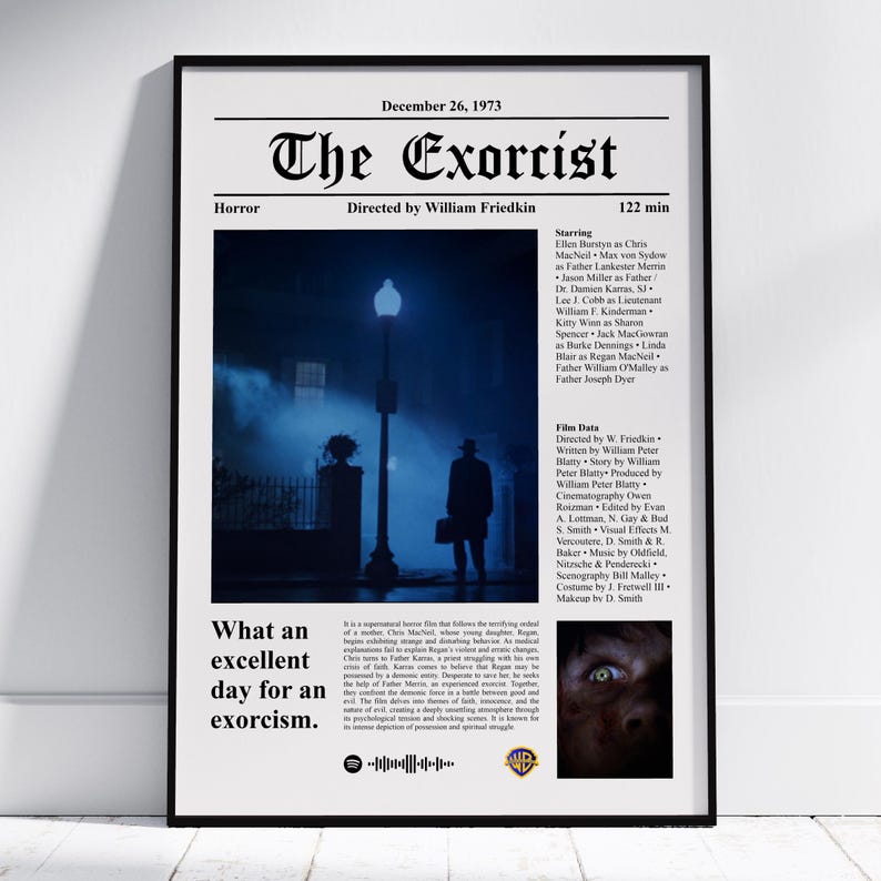 Film Movie Poster Newspaper Style the Exorcist, William Friedkin, Frame ...