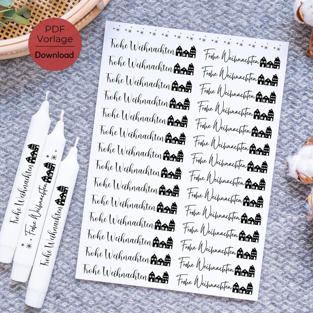 Merry Christmas PDF Template Candle Tattoo Christmas Cottage House ...