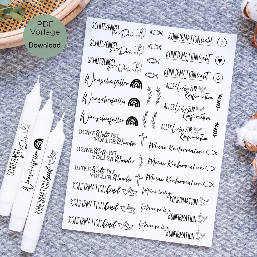 Confirmation PDF Template Candle Tattoo Candle Sticker Candle ...