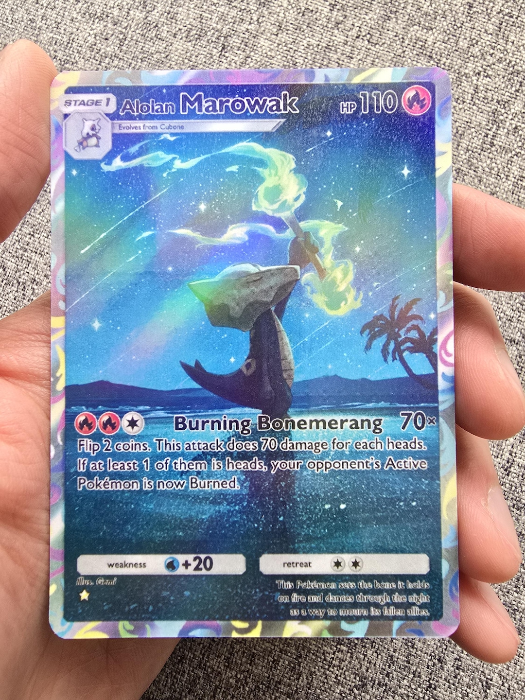 Custom, Holographic, Glossy, Pocket TCG Handcrafted Pokémon Cards - Alolan Marowak A3 Celestial ...
