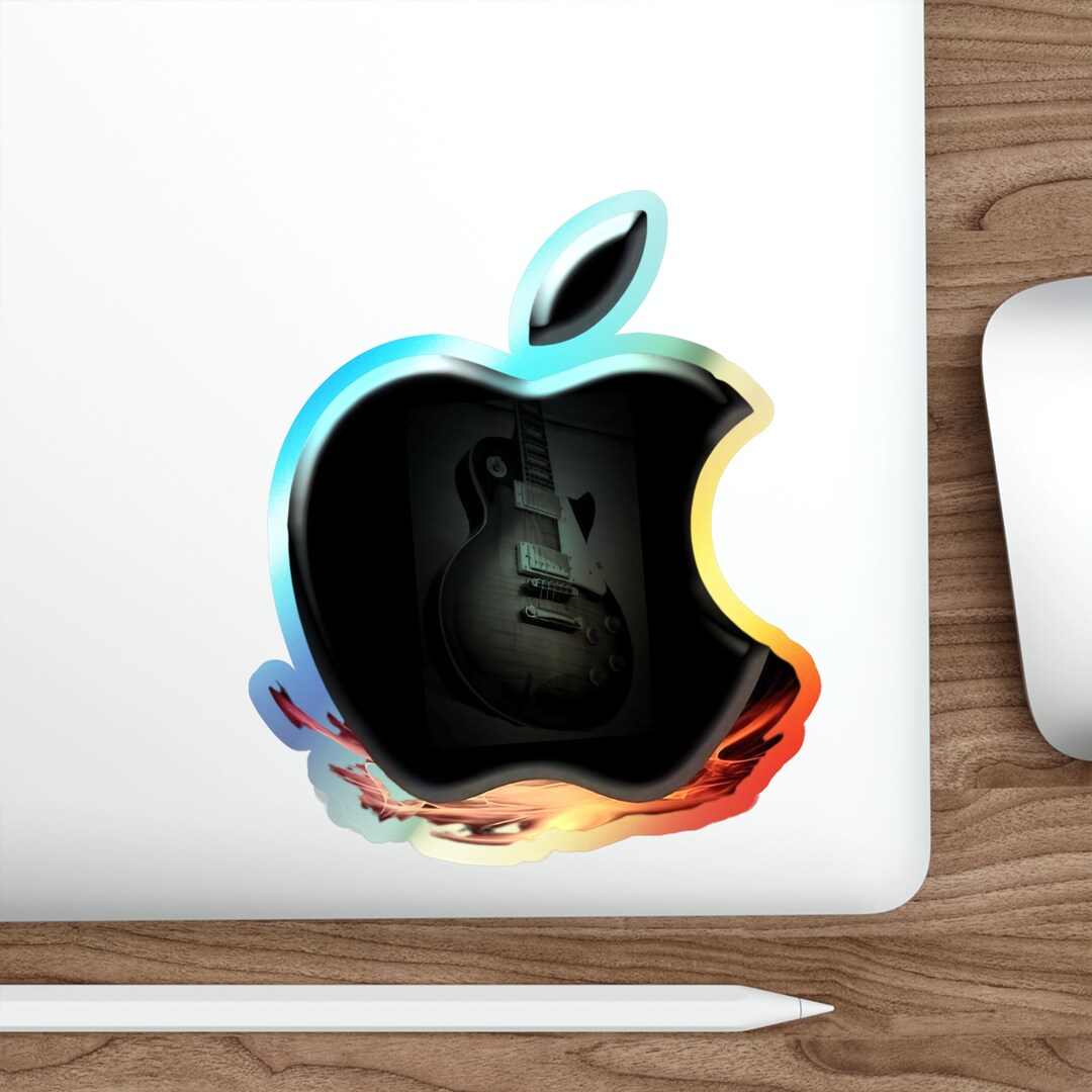Guitar and Apple Logo Holographic Die-cut Stickers - Etsy