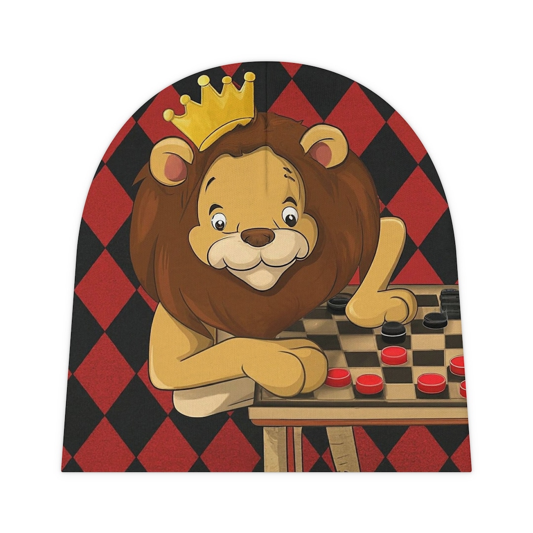 Custom Lion With Crown Playing Checkers Baby Beanie AOP Gift for Boy ...