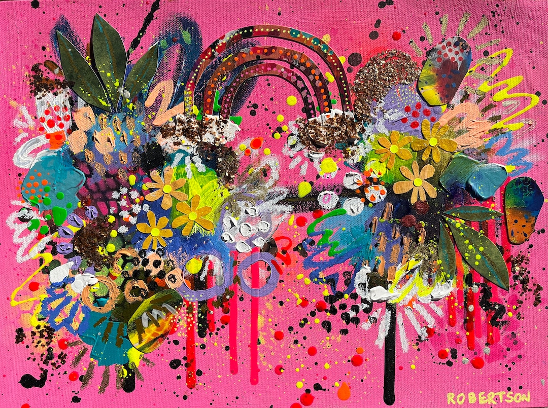 Artwork “chasing Rainbows” Mixed Media Original Artwork on Canvas Board ...
