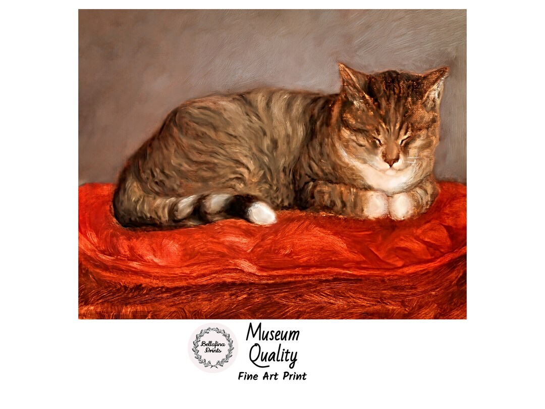 Maria Wiik: Lying Cat, Vintage Portrait of Sleeping Cat, Cat Sleeping ...