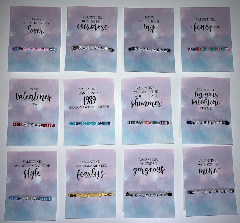 Taylor Swift Friendship Bracelet Valentines Class Set Non Candy Swiftie ...