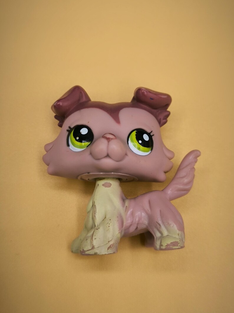 Littlest Pet Shop Collie #1723, Authentic Pet Figurine, Plum/beige ...