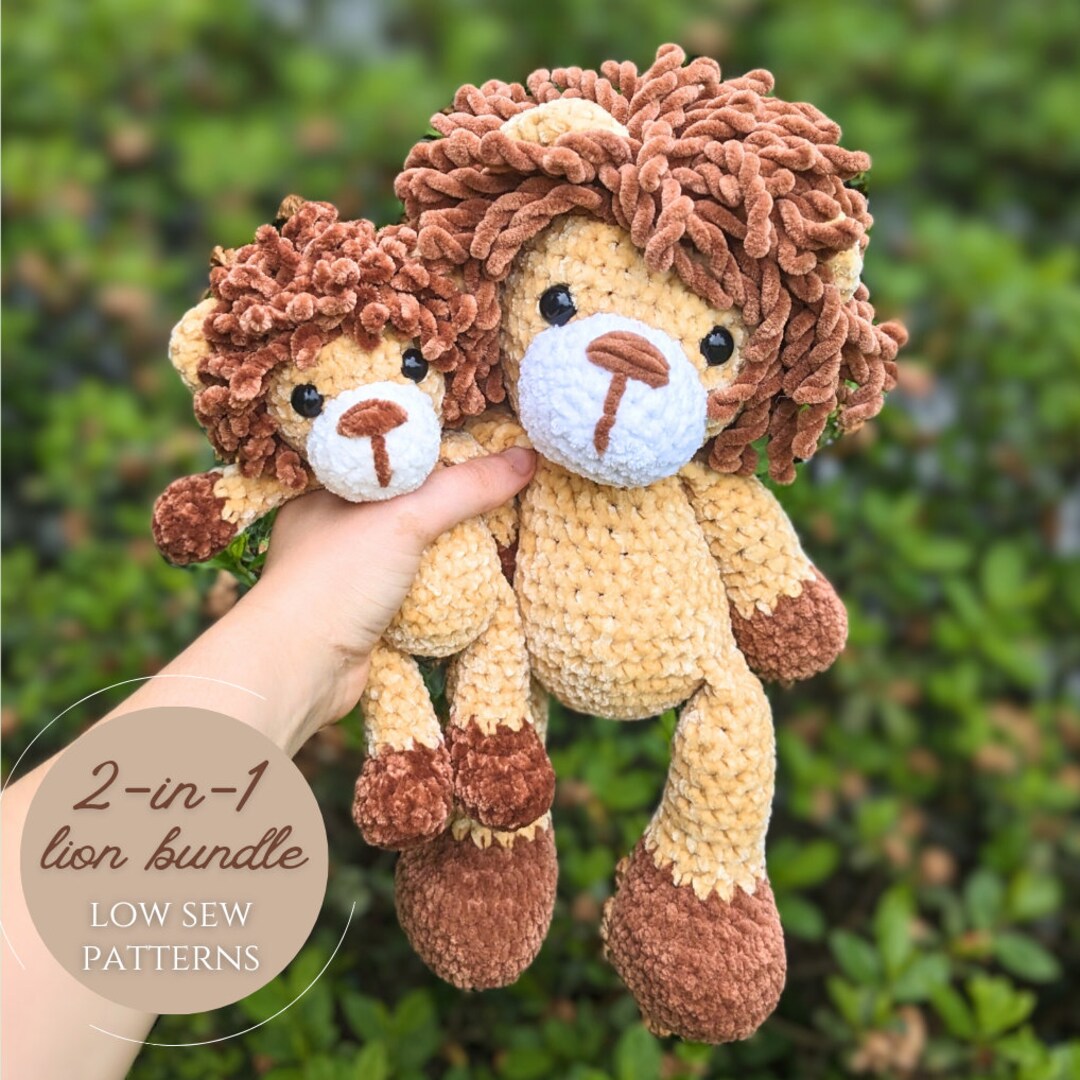 Lion Pattern Bundle - 2 Low Sew Crochet Patterns / Amigurumi PDF Files ...