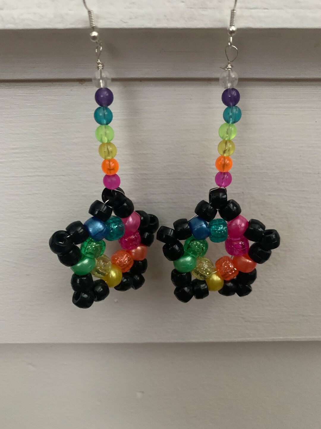 Rainbow Star Kandi Earrings | Pastel | Neon Glitter - Etsy