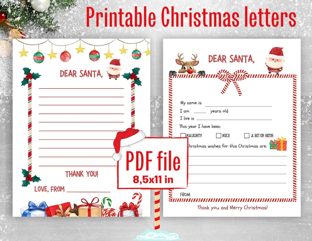 Letter to Santa Printable Custom Christmas Letter to Santa Blank Letter ...