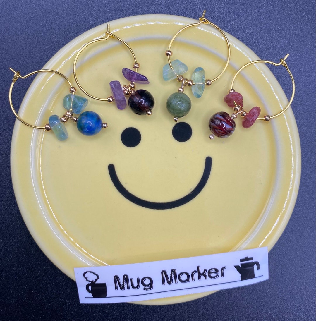 Gemstone Mug Markers: Gold Hoop Drink Charms, Set of 4 - Etsy