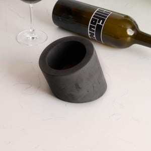 Slanted Wine Bottle Display Concrete Charcoal Gray Perfect for ...