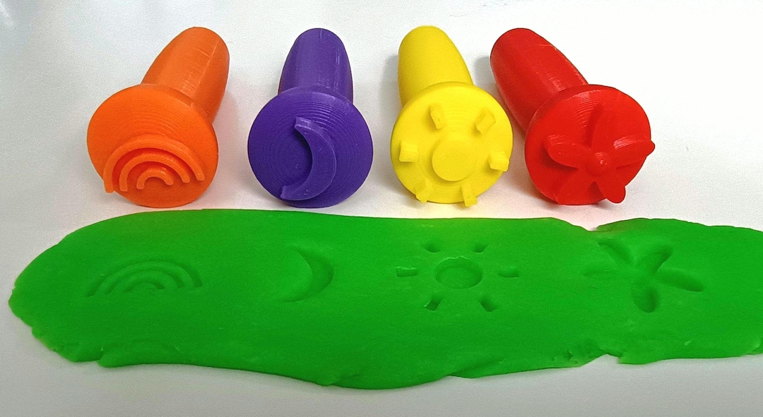 Play-doh Stamps: Sun, Moon, Flower, Rainbow Montessori Learning for ...