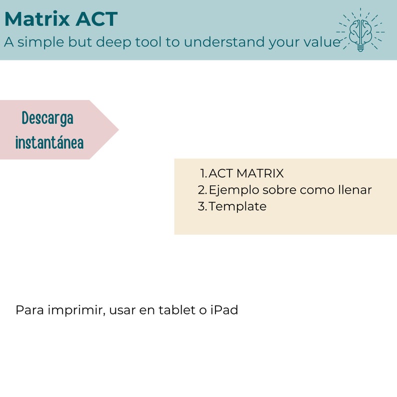 Matrix ACT Terapia de Aceptación y Compromiso Ejercicio Valores - Etsy ...