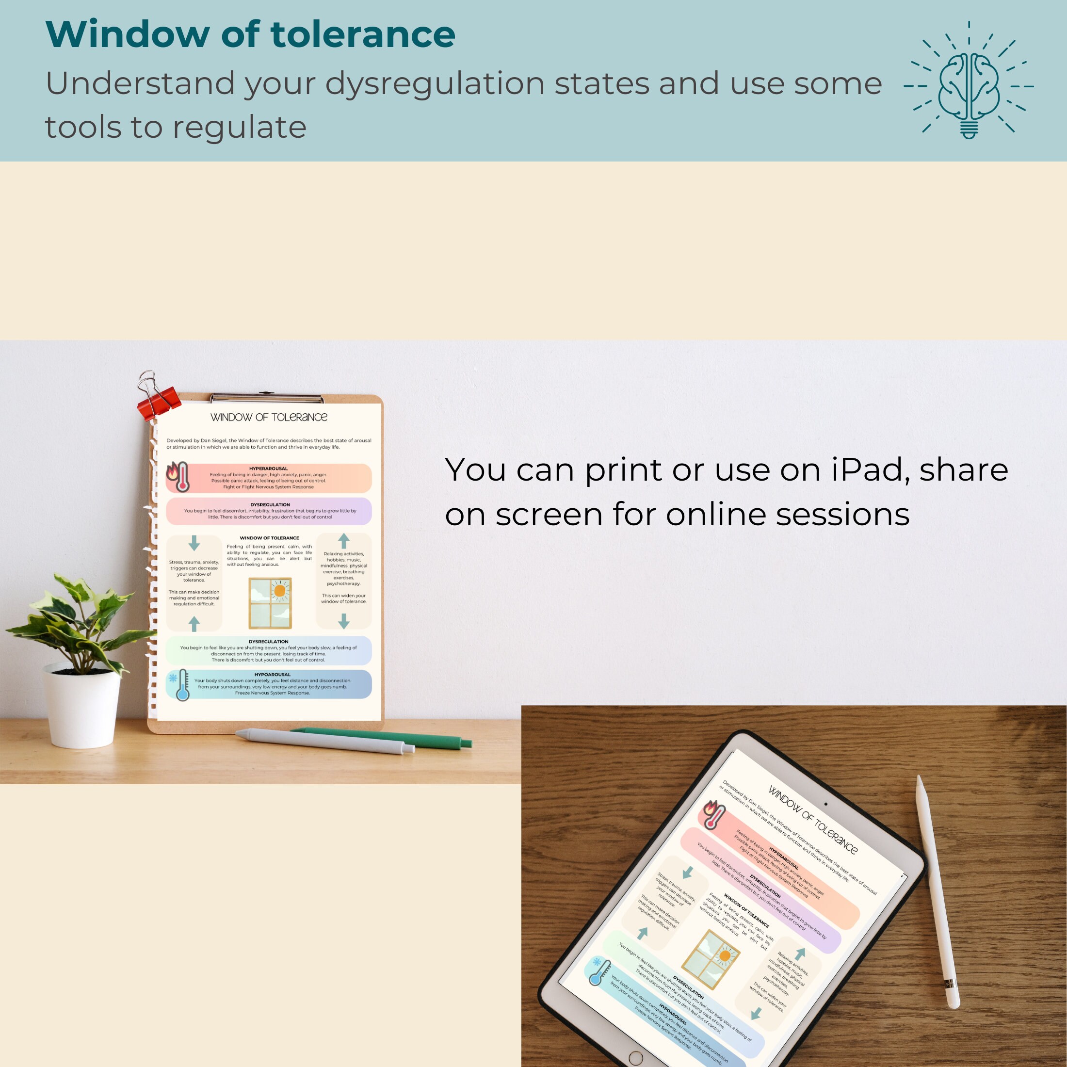 Window of Tolerance Worksheet, Dysregulation, Ptsd - Etsy