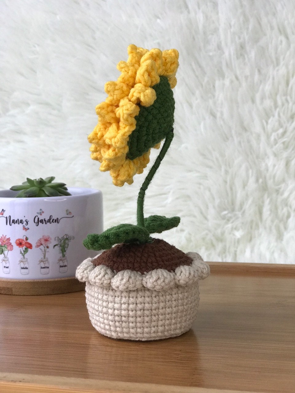Sunflower Pot Crochet Pattern, Crochet Sunflower Pot Decoration ...