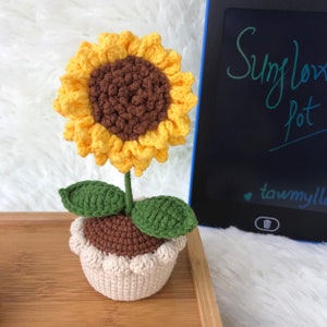 Sunflower Pot Crochet Pattern, Crochet Sunflower Pot Decoration ...