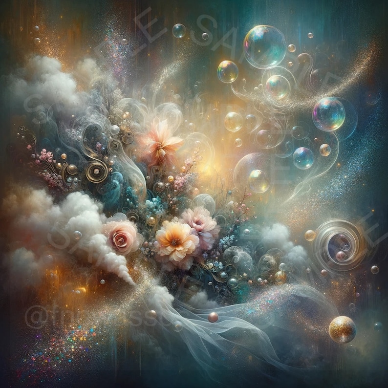 Android| iPhone Wallpaper| Cosmic Dance of Flowers and Bubbles ...