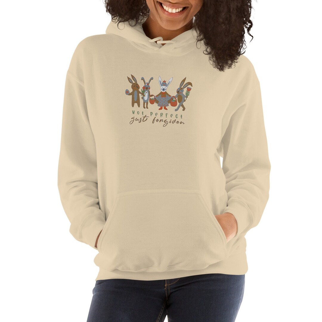 Embroidered Hoodie Just Forgiven Easter Sweater, Unisex Shirt, Bunny ...