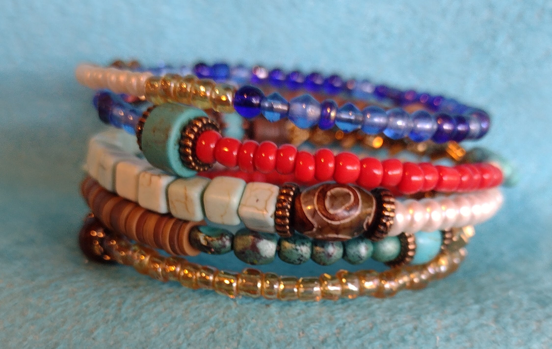 Boho Bliss Handcrafted Bracelet Acrylic, Glass, and Sterling Silver ...