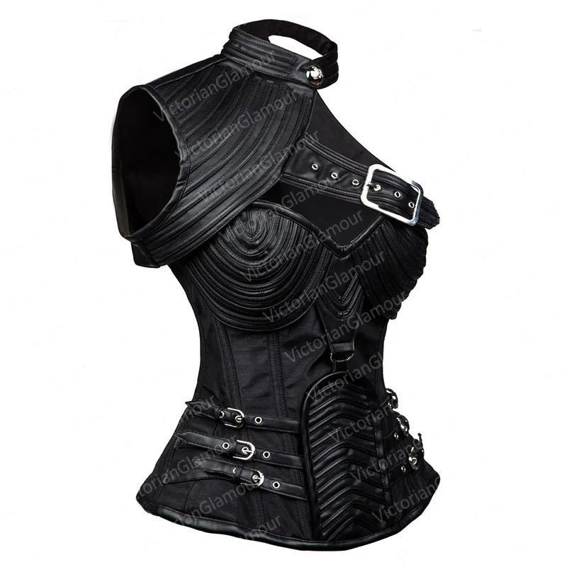 Medieval PU Leather Corset, Renaissance Pirate Plus Size Corset, Ren ...