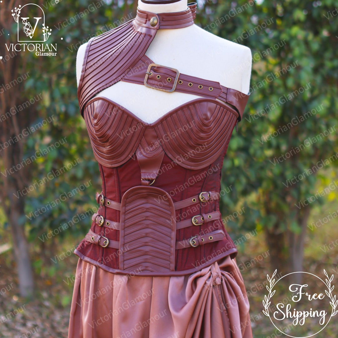 Medieval PU Leather Corset, Renaissance Pirate Plus Size Corset, Ren Faire Viking Corset & Armor ...