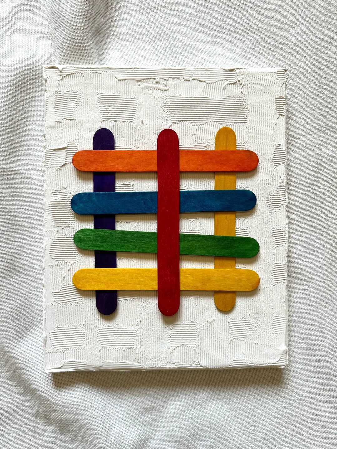 Woven Plaster Wall Art: Colorful Wood, Textured Minimalist Painting - Etsy