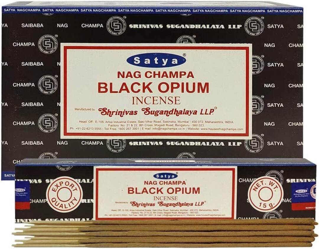 Black Opium Incense Sticks Brand Satya Nag Champa 12boxes 12 Stick ...