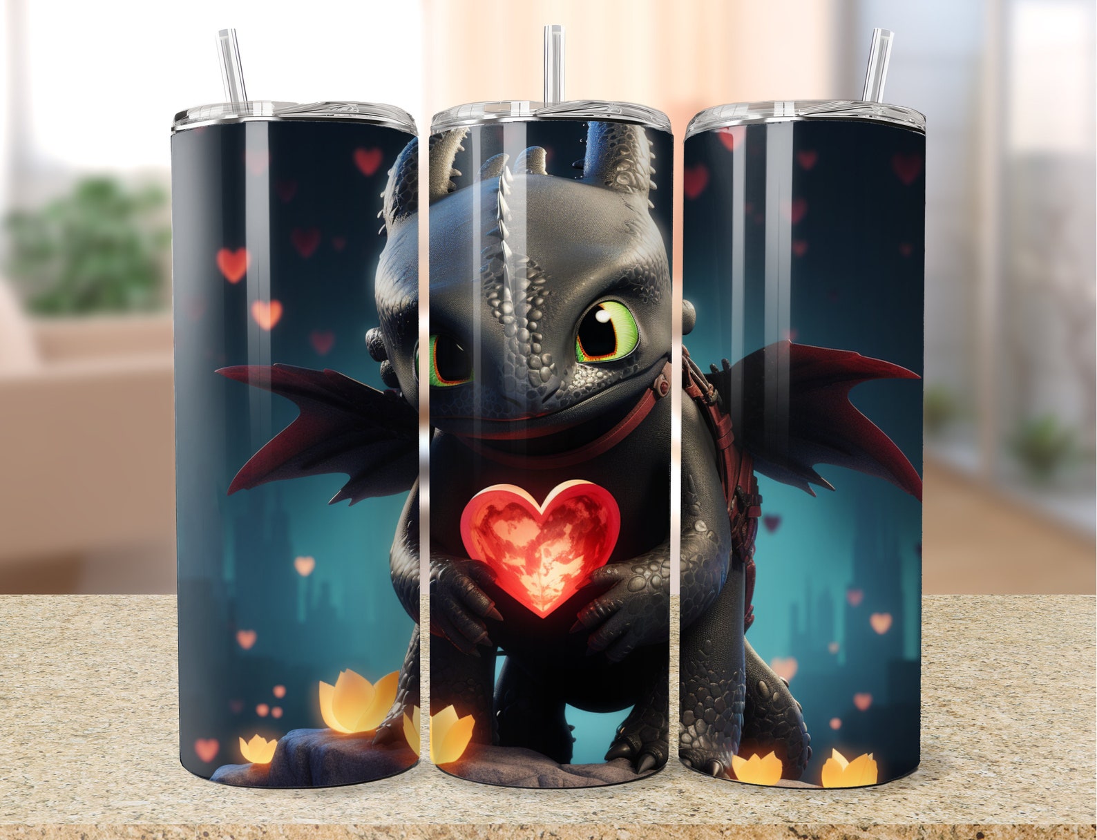 Toothless 20oz and 12oz Toothless Tumbler Wrap,2 Tumbler Design ...