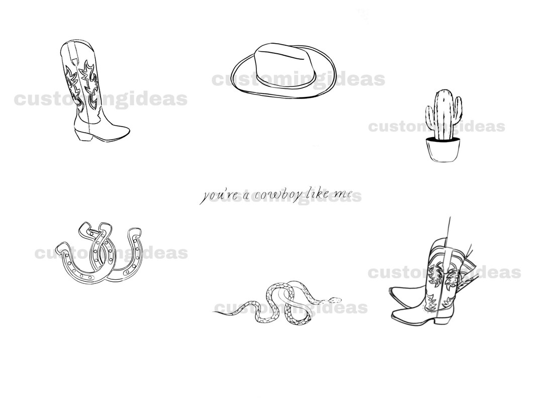 Minimalist Tattoo Flash Cowboy/western for Women and Man - Etsy