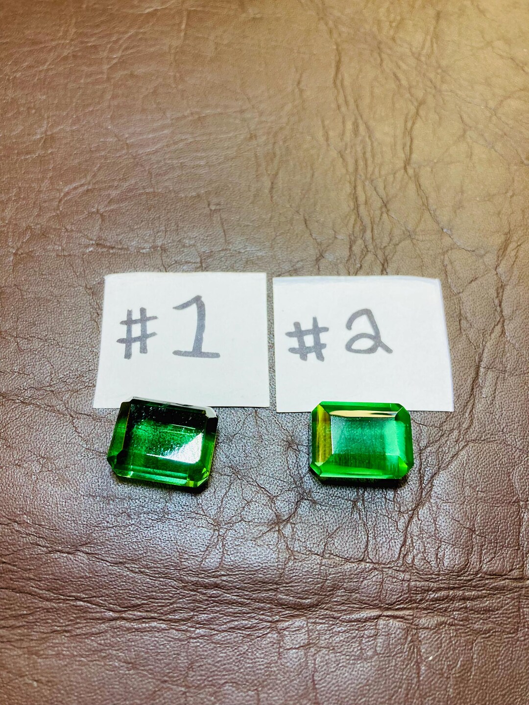 Hand Faceted Emerald Cut HELENITE Gemstones With Display Case - Etsy
