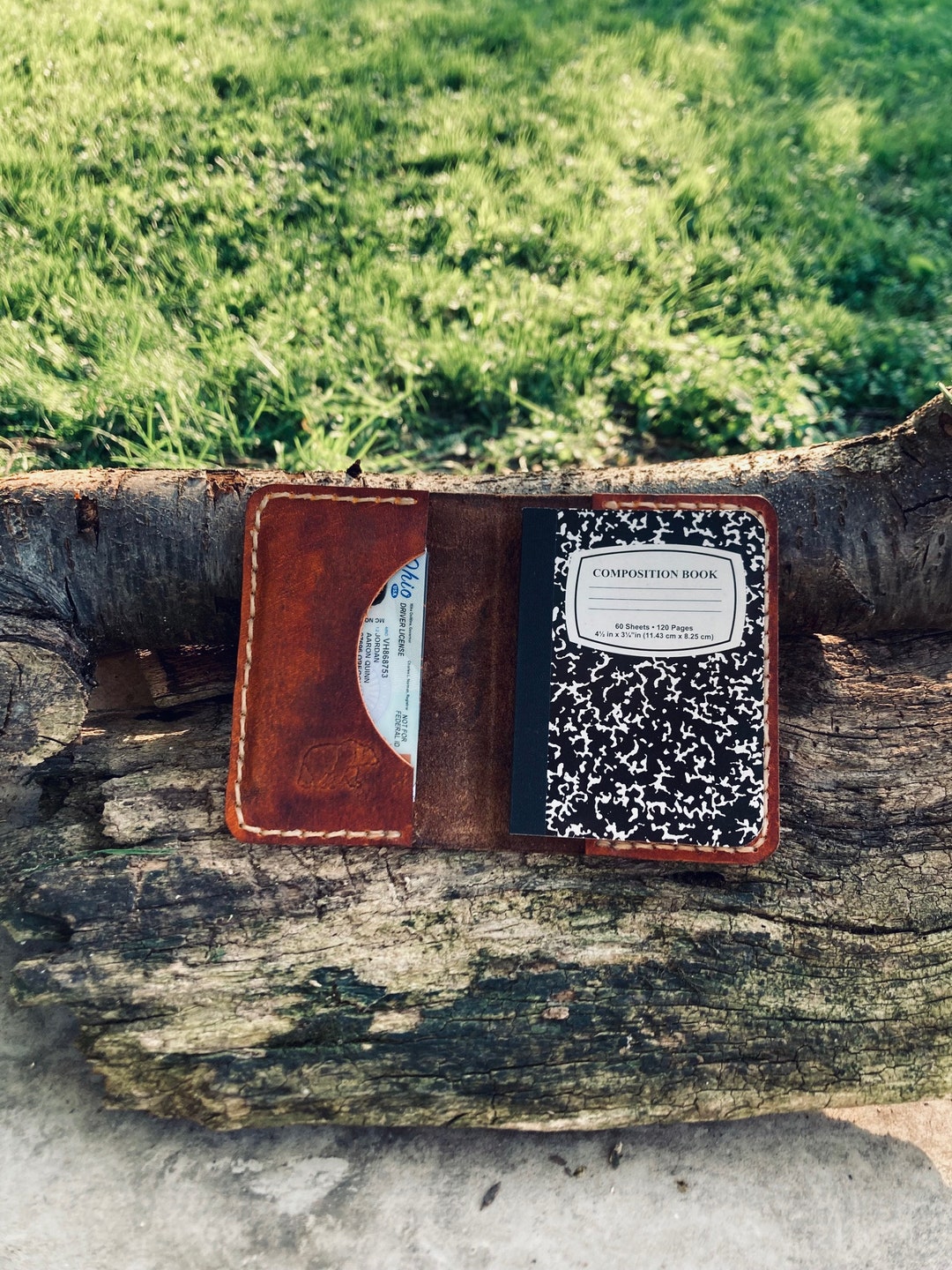 Men's/woman's Handmade Leather Wallet With Notebook - Etsy