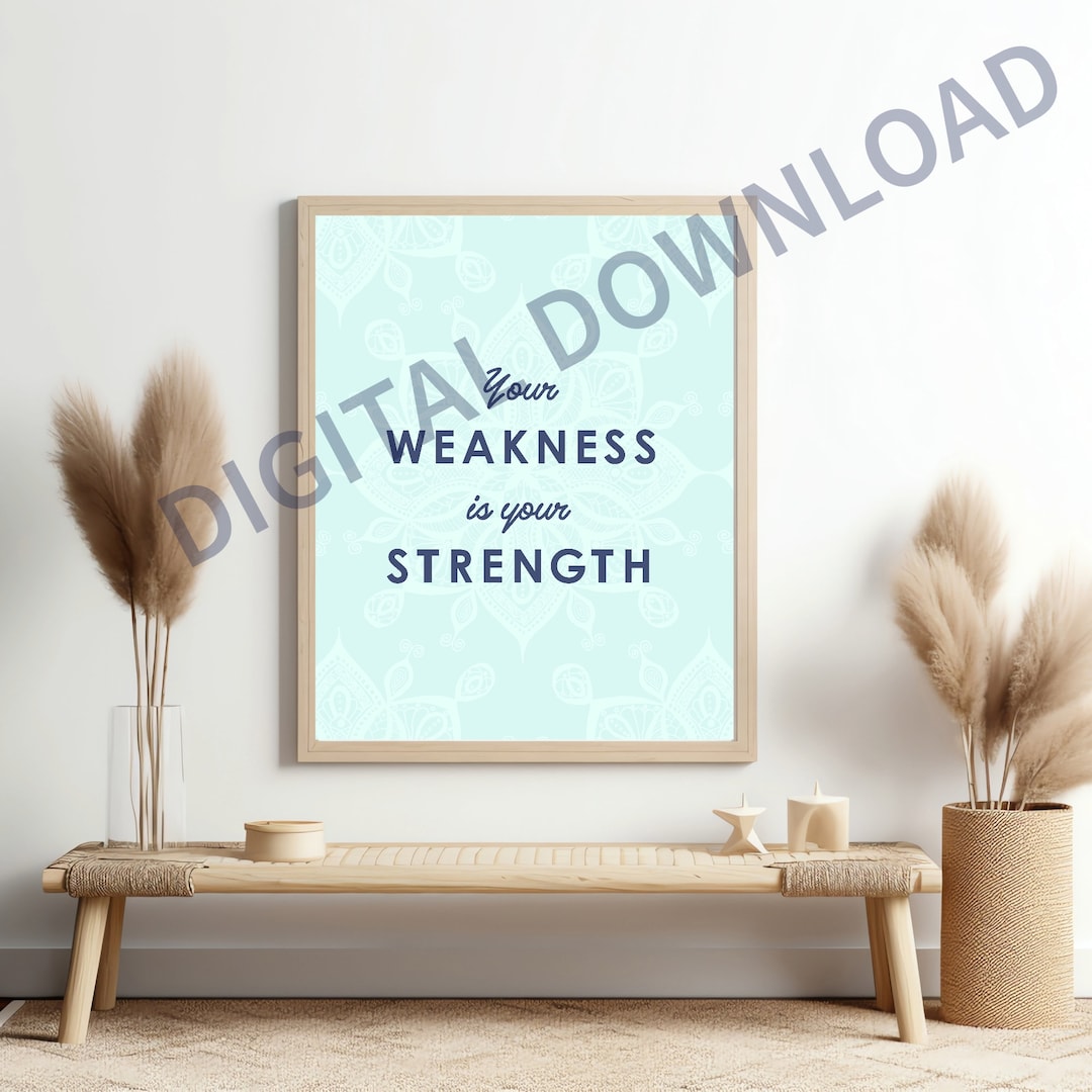 Printable Wall Art - Motivational Quote - Weakness is Strength ...