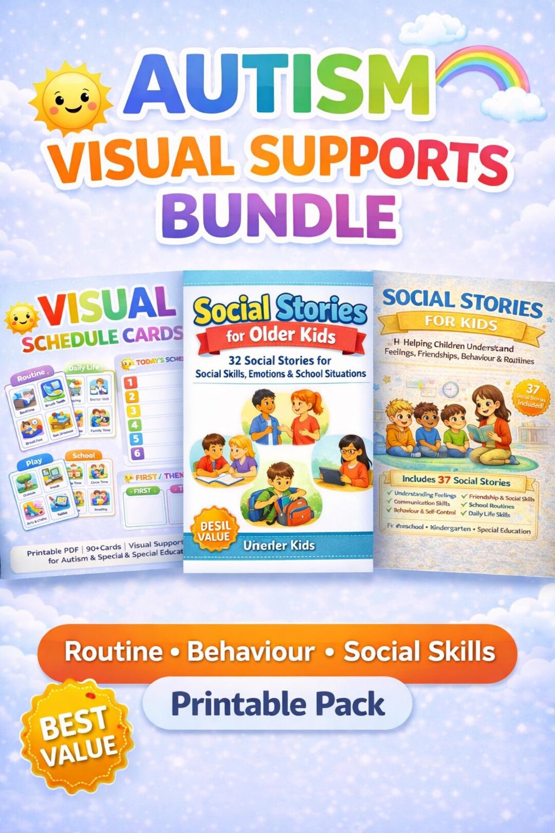 Autism Visual Supports Bundle | Social Stories + Visual Schedule ...