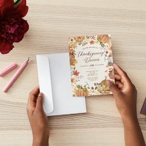 Thanksgiving Invite and Menu | DIY Editable Invitation Template for ...