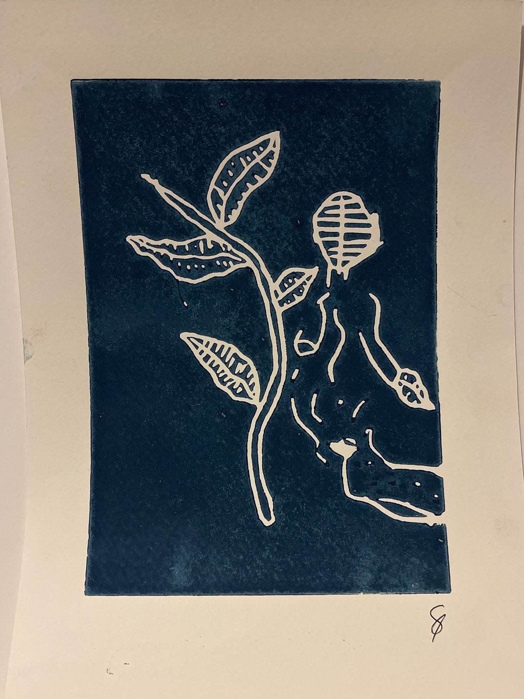 Original Linocut Design of Human Body and Nature - Etsy