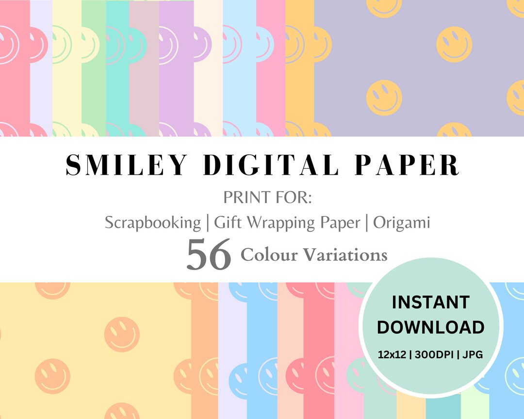 SMILEY FACE Seamless Digital Paper Scrapbooking, Giftwrapping Paper ...