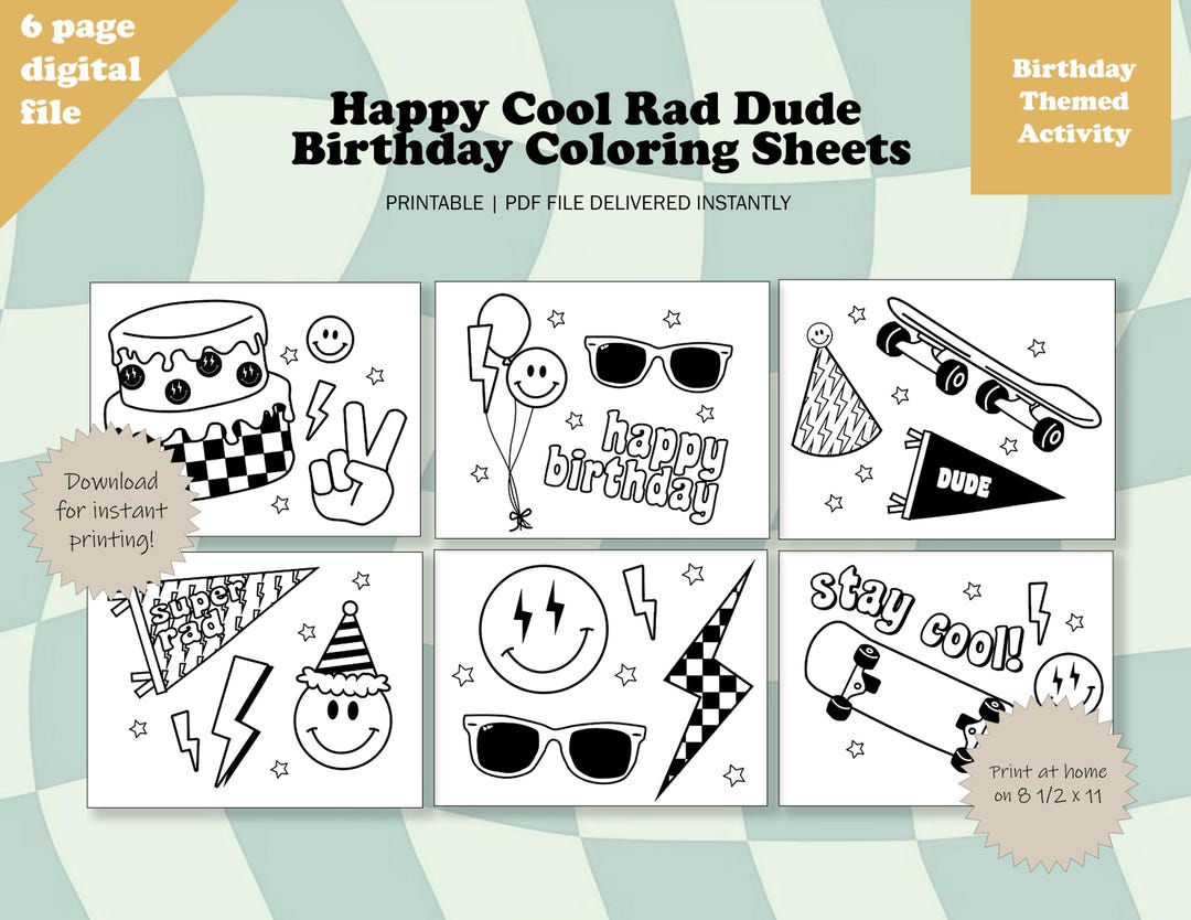 Cool Dude Birthday Coloring Sheet Happy Dude Birthday Day Coloring Page ...