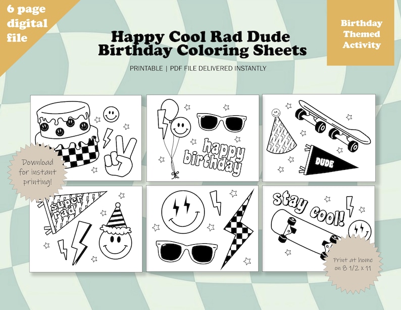 Cool Dude Birthday Coloring Sheet Happy Dude Birthday Day Coloring Page ...