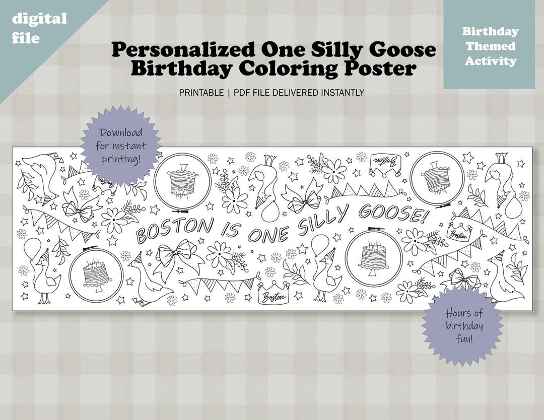 Personalized One Silly Goose Coloring Table Runner One Silly Goose ...