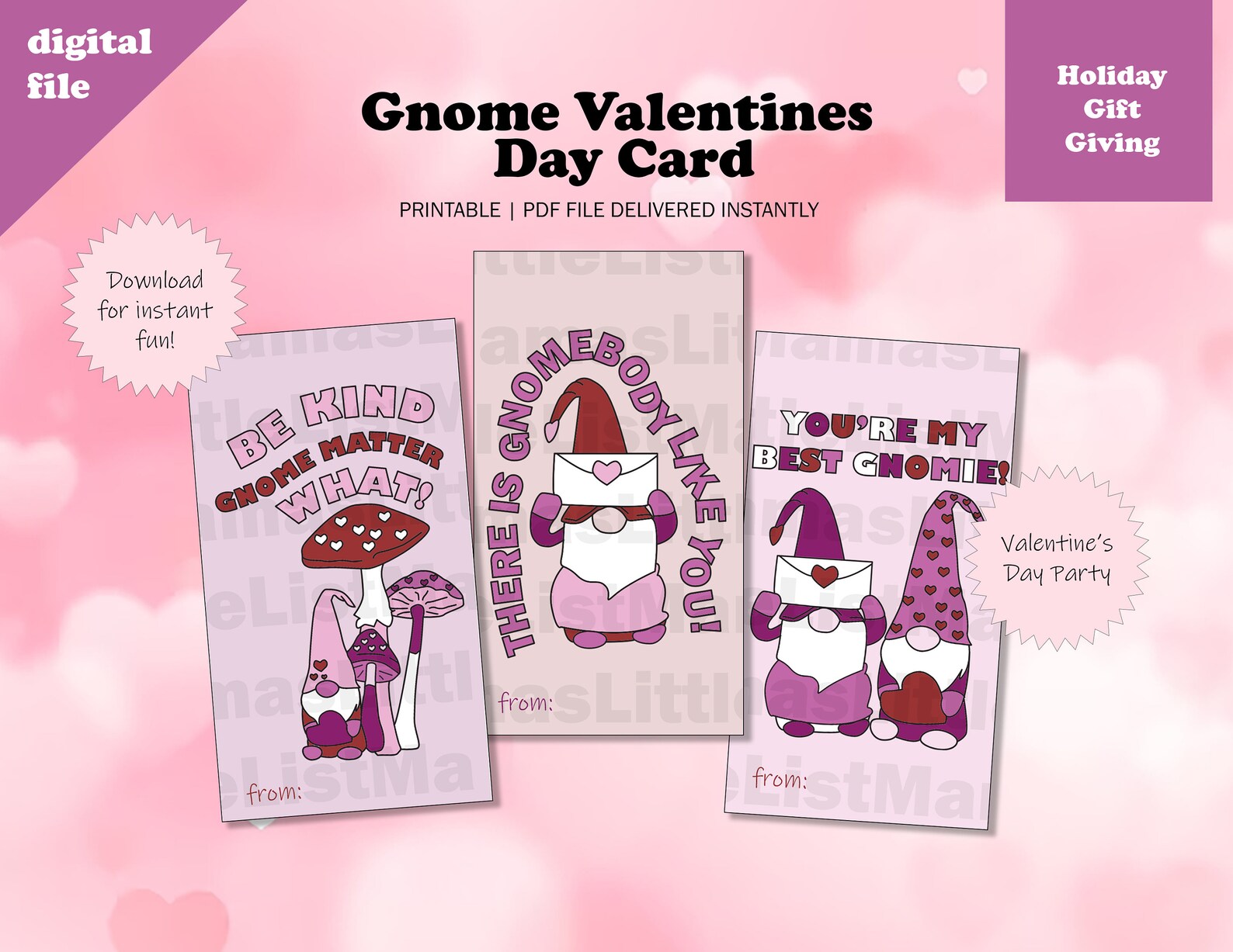 Gnome Printable Valentine Cards - My Best Gnomie, There is Gnomebody ...