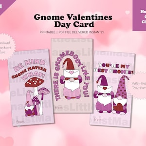 Gnome Printable Valentine Cards - My Best Gnomie, There is Gnomebody ...