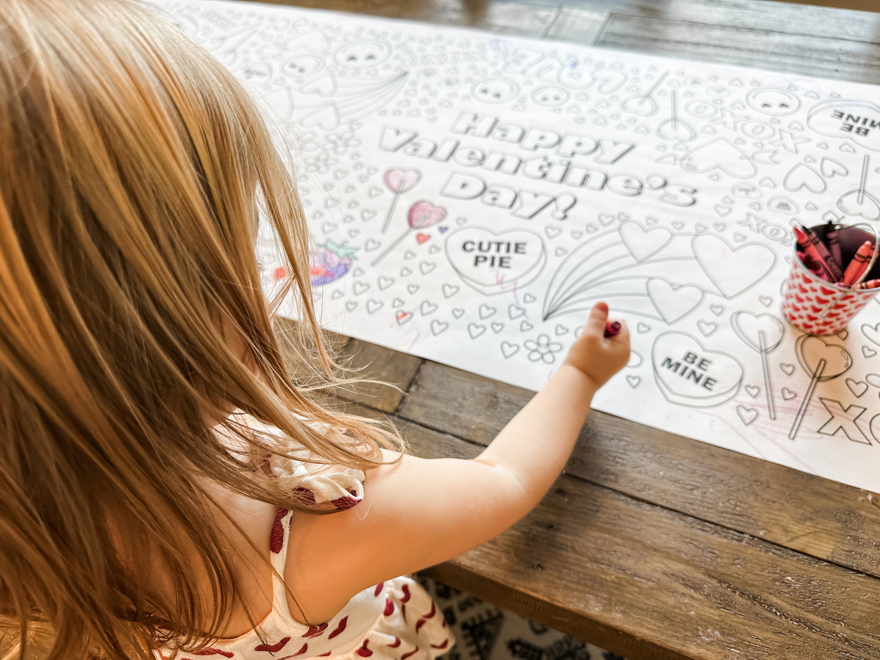 Giant Valentine's Day Coloring Table Runner, Valentine Party Coloring ...