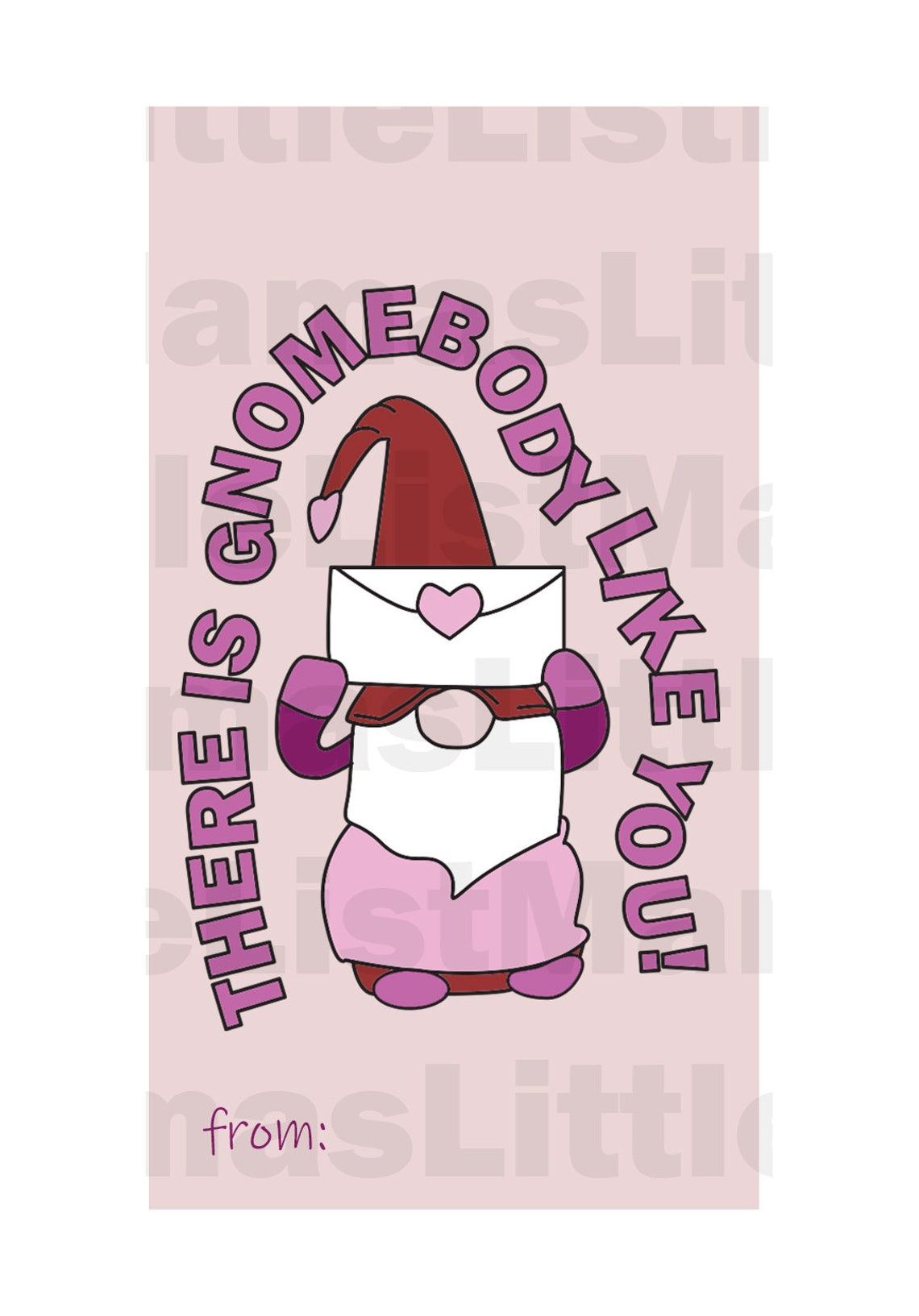 Gnome Printable Valentine Cards My Best Gnomie, There is Gnomebody Like ...