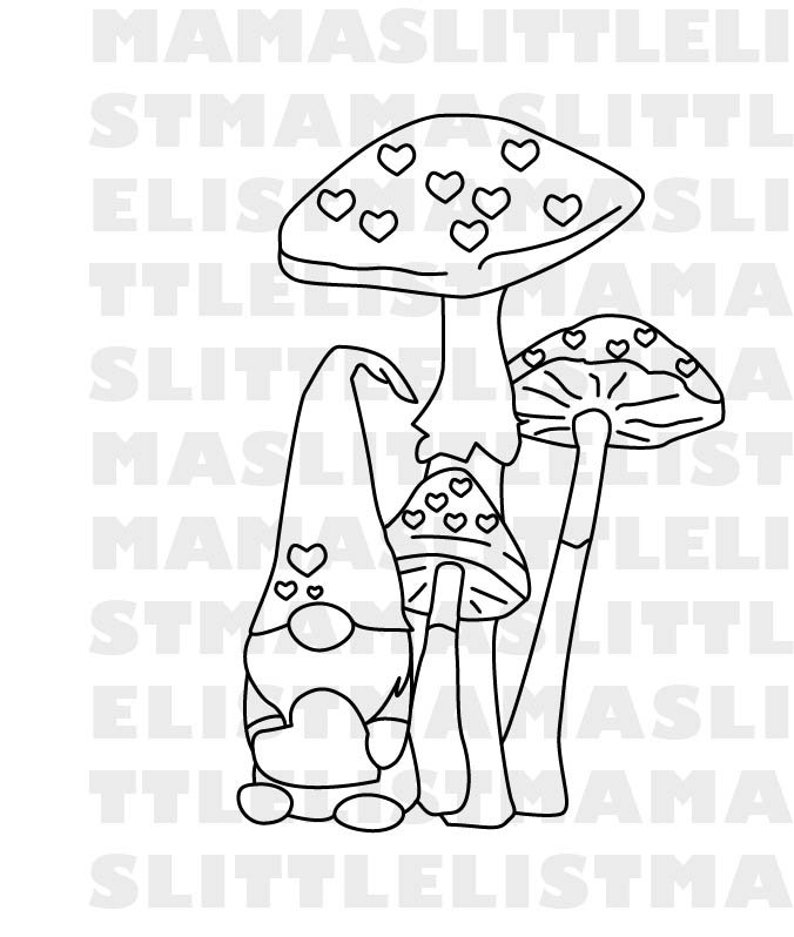 Gnome Valentine's Day Coloring Page Set Instant Download Kids Activity ...