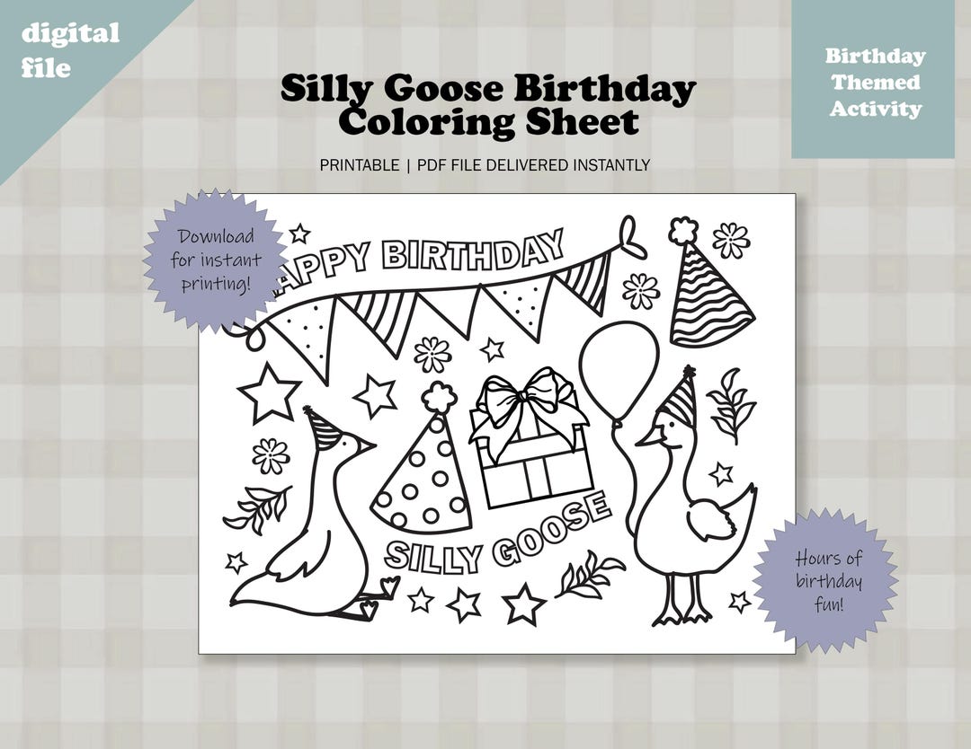 Silly Goose Birthday Coloring Sheet Silly Goose Birthday Coloring Page ...