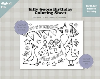 Silly Goose Birthday Coloring Sheet Silly Goose Birthday Coloring Page ...