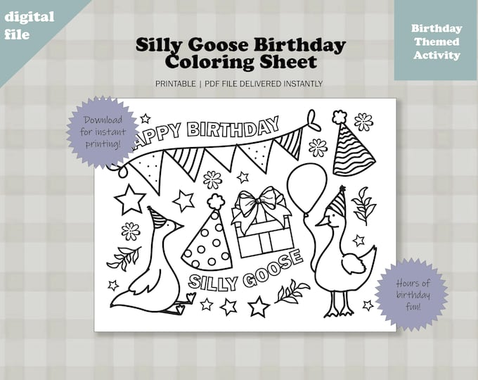 Silly Goose Birthday Coloring Sheet Silly Goose Birthday Coloring Page ...